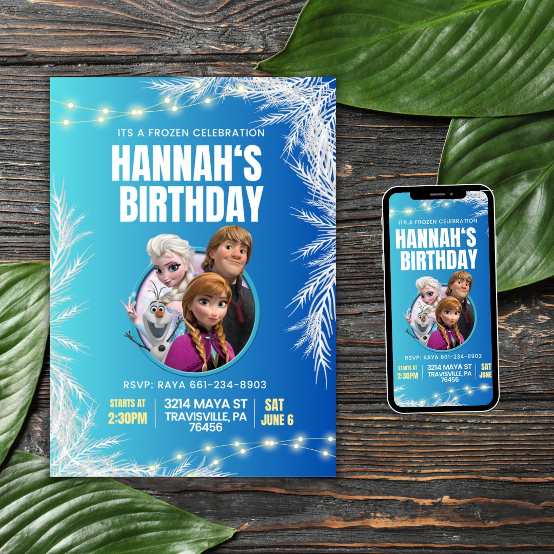 Frozen Birthday Invitation Elsa Birthday Invitation Theme Invite Party ...