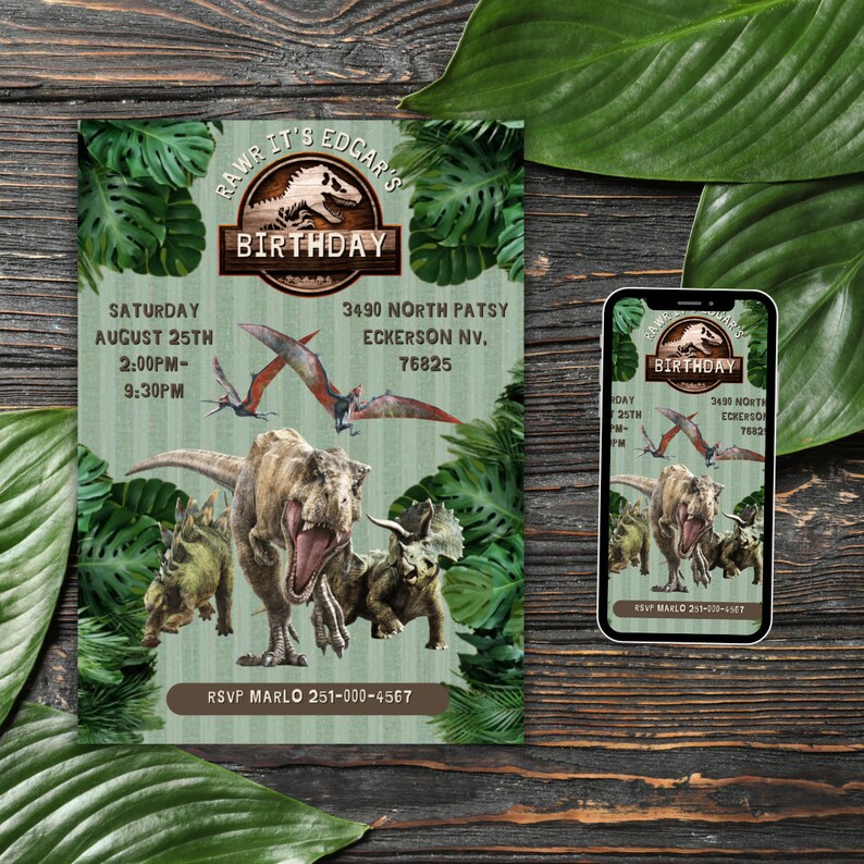 Jurassic World Invitation Jurassic Park Invitation Dinosaur Invitation ...