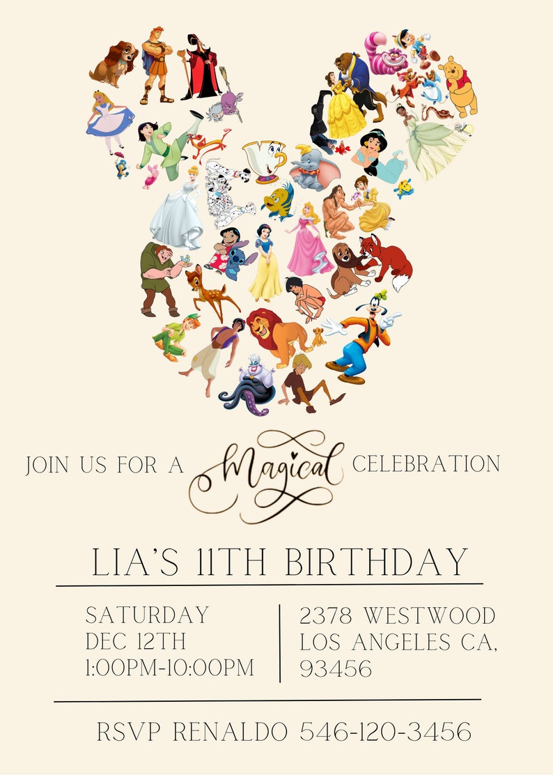 Disney invitación disneyland cumpleaños disney invitar a Mickey Mouse ...