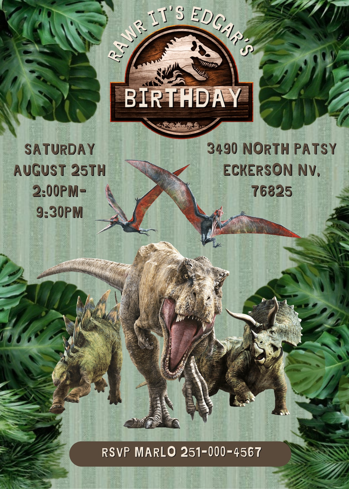 Jurassic World Invitation Jurassic Park Invitation Dinosaur Invitation ...