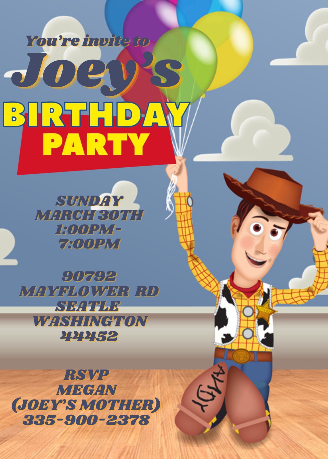 Toy Story Birthday Invitation Toy Story Invite Theme Party Invite 8th ...