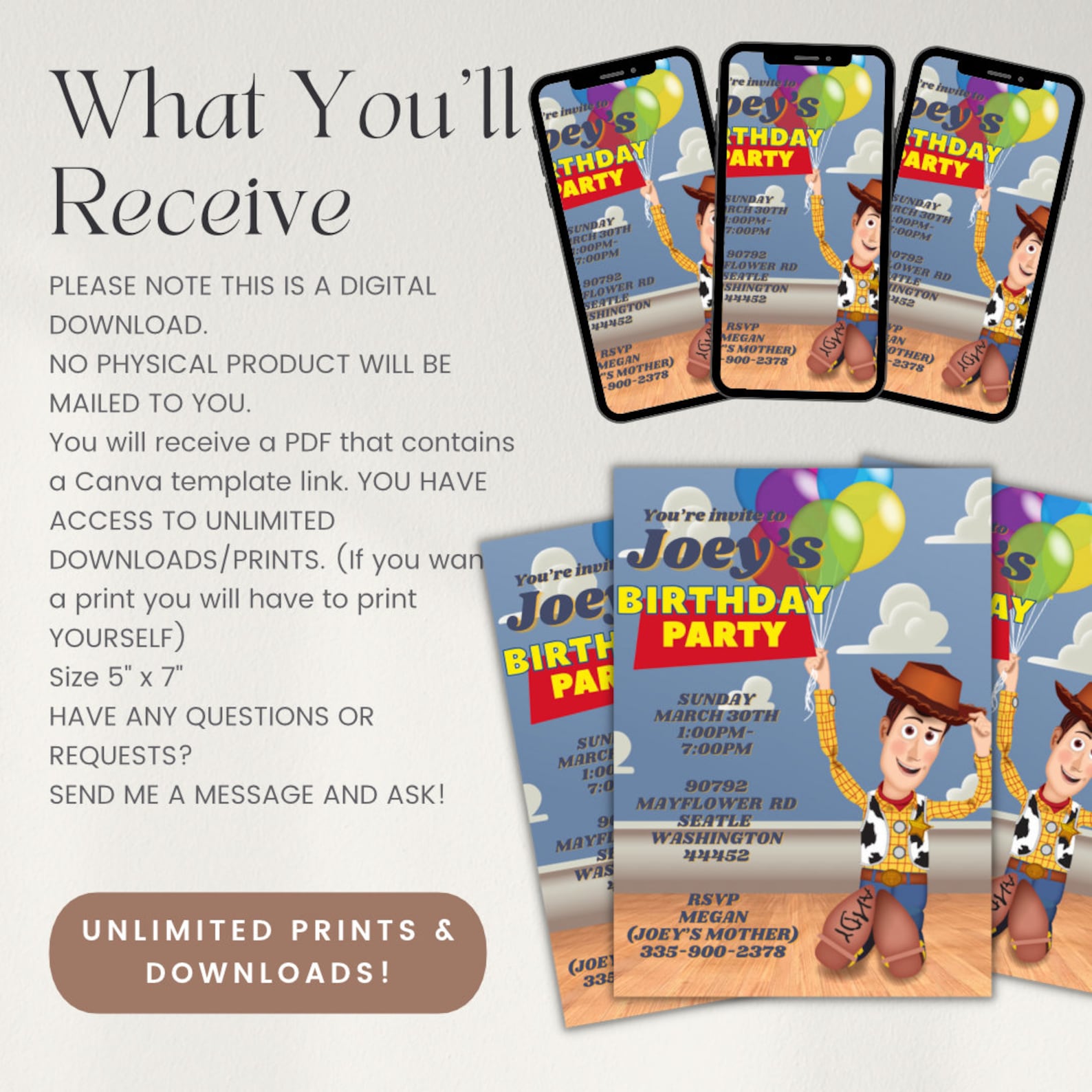 Toy Story Birthday Invitation Toy Story Invite Theme Party - Etsy UK