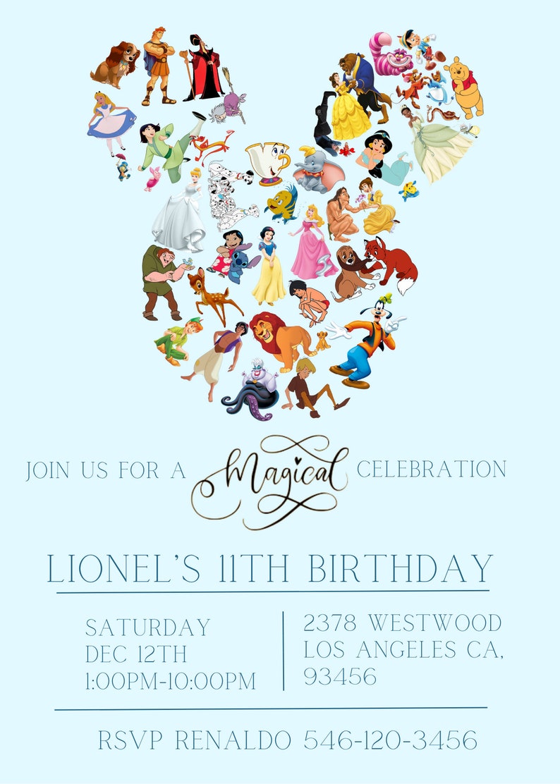 Disney Invitation Disneyland Birthday Disney Invite Mickey - Etsy