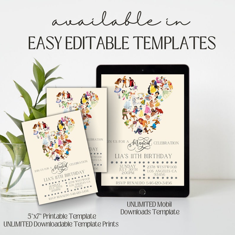 Disney Invitation Disneyland Birthday Disney Invite Mickey - Etsy