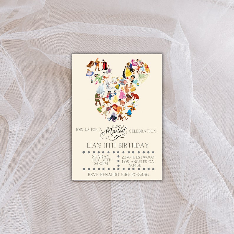 Disney Invitation Disneyland Birthday Disney Invite Mickey - Etsy