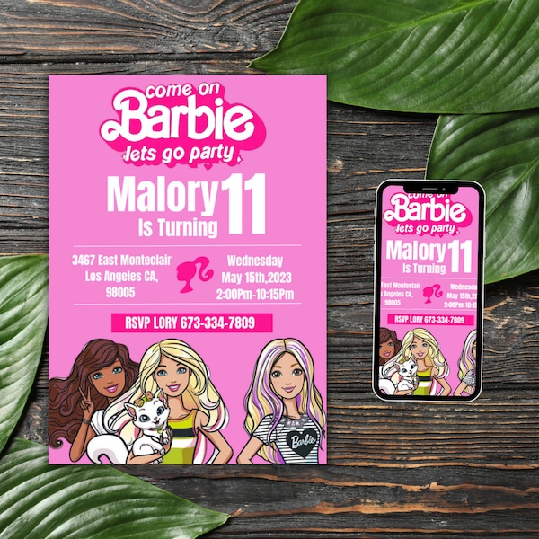 Barbie Invitation - Etsy