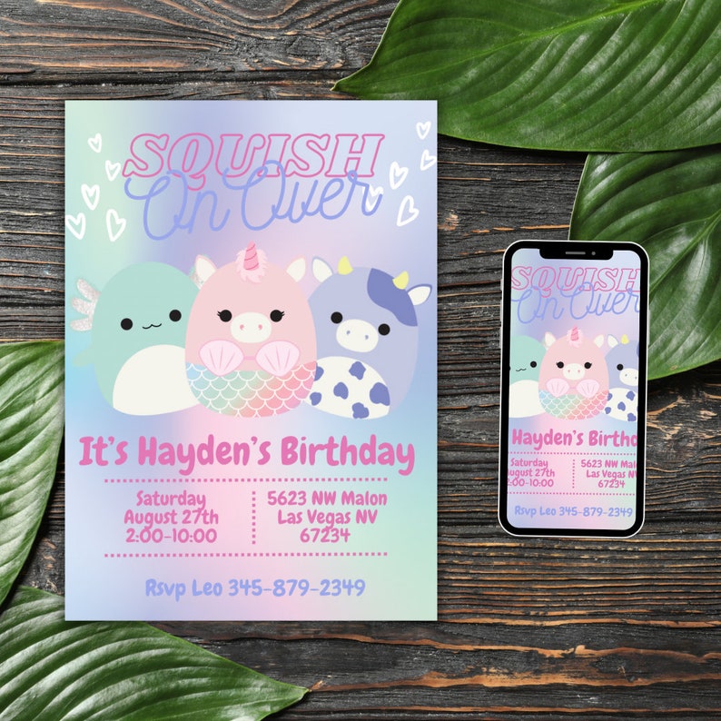Squishmallow Birthday Invitation Squishmallow Birthday Party - Etsy