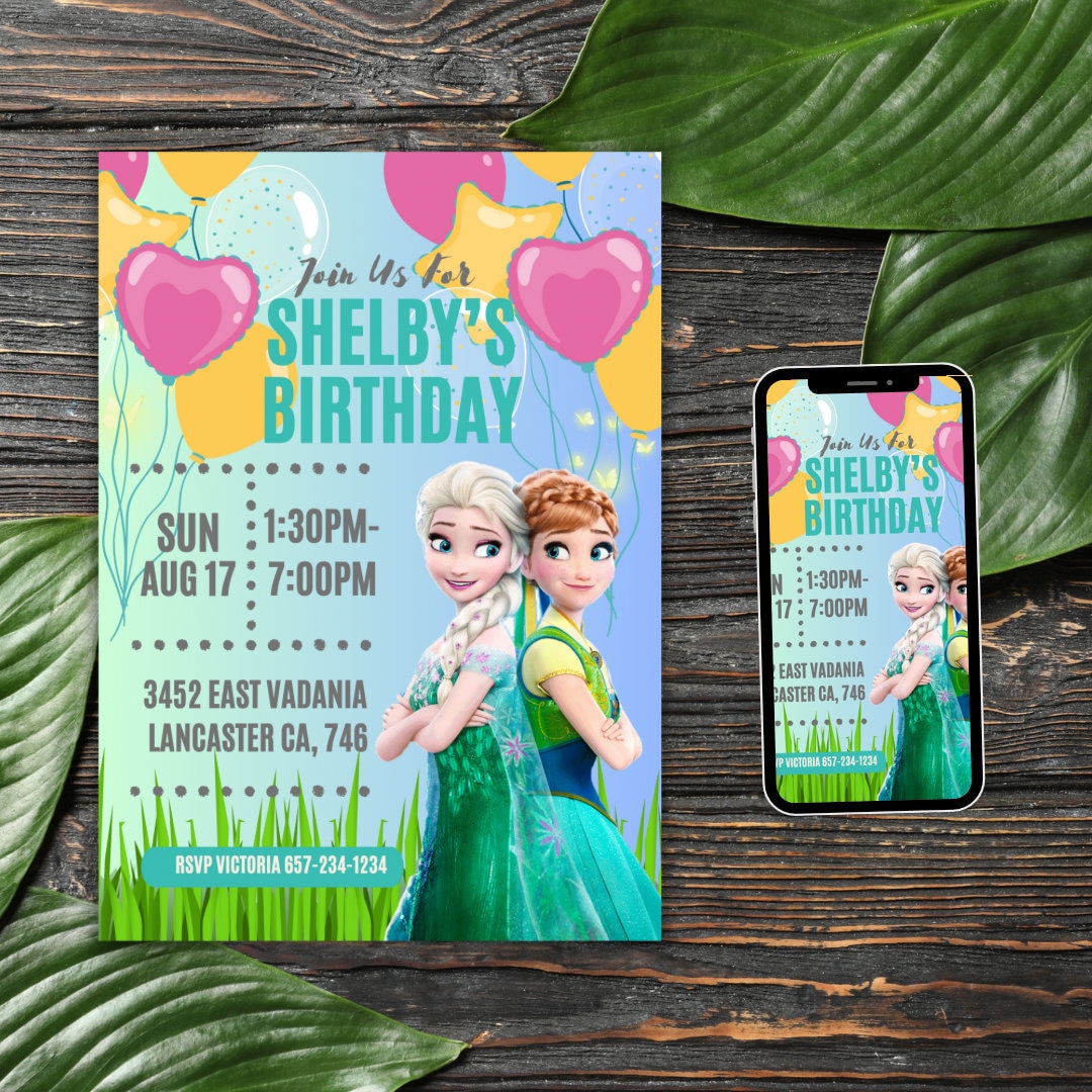 Frozen Birthday Invitation Elsa Birthday Invitation Theme Invite Party ...