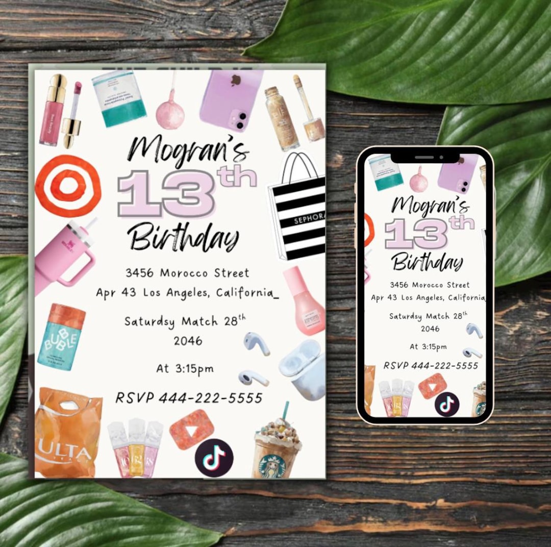 Preppy VSCO Girl Party Invite Makeup Target Sephora Ulta Digital Teen ...