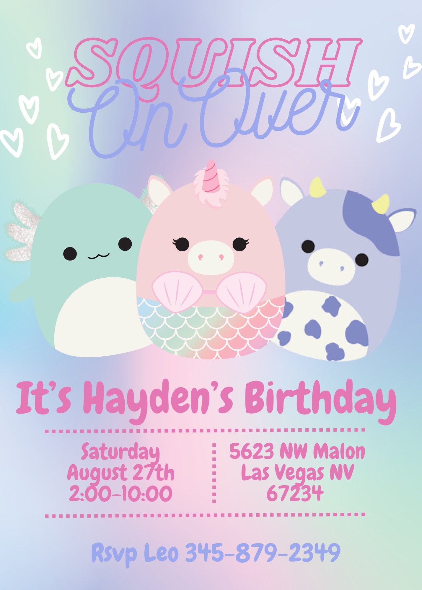 Squishmallow Birthday Invitation Squishmallow Birthday Party Squishy ...