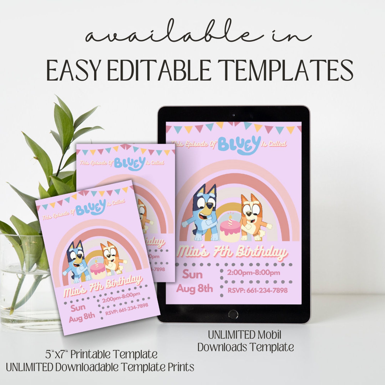 Bluey Invitation Bluey Invitations Bluey Party Supplies Bluey Birthday ...