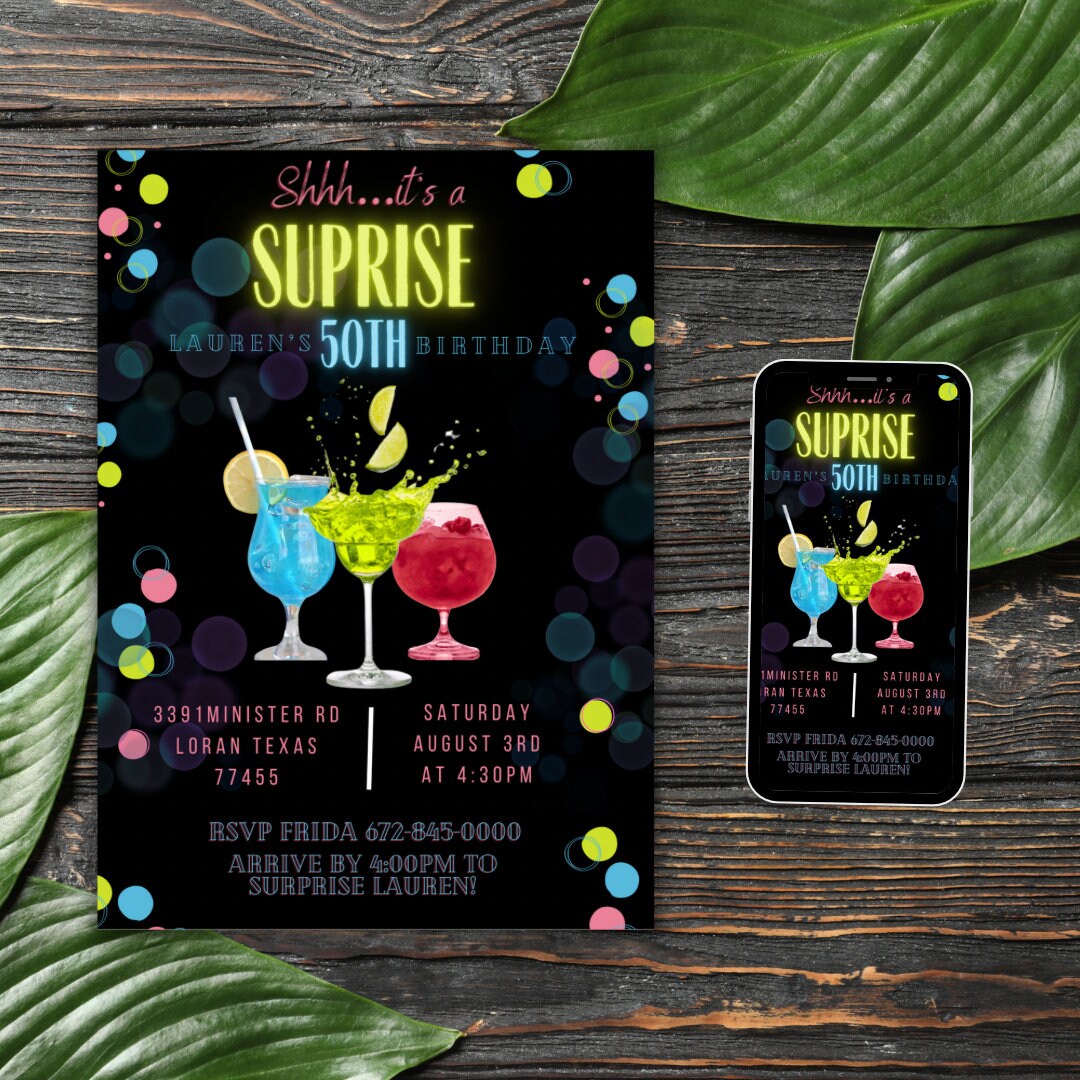 Surprise Birthday Invitation Email 21st Birthday Digital Summer Party ...