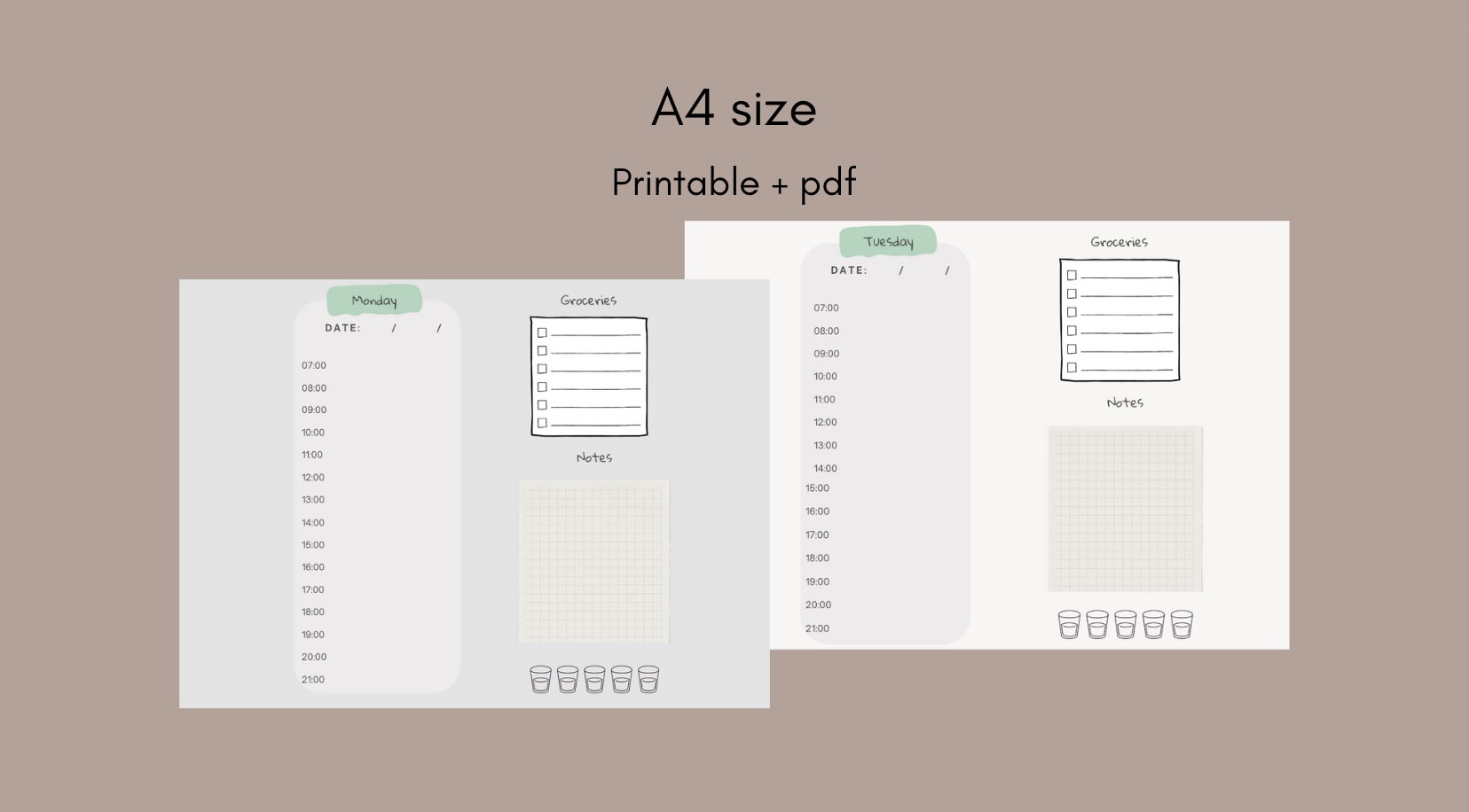 Printable Weekly Meal Planner Landscape, Food Diary, Meal Tracker, Food ...