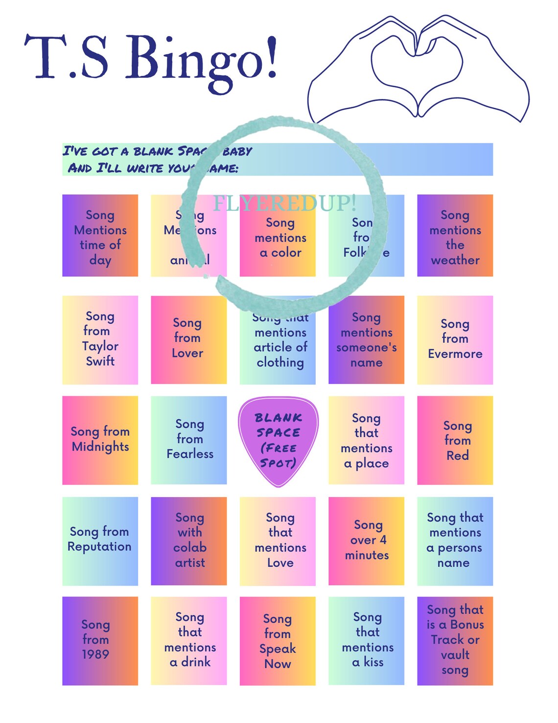 Taylor Swift Bingo Game - Etsy