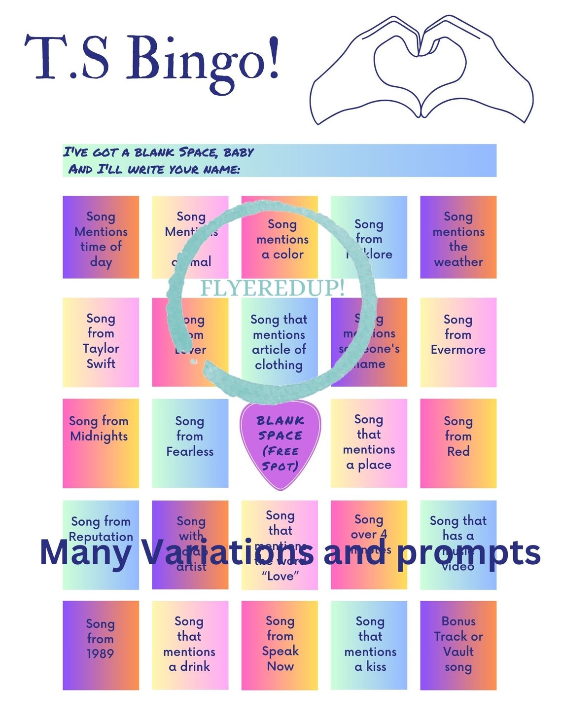 Taylor Swift Bingo Game - Etsy