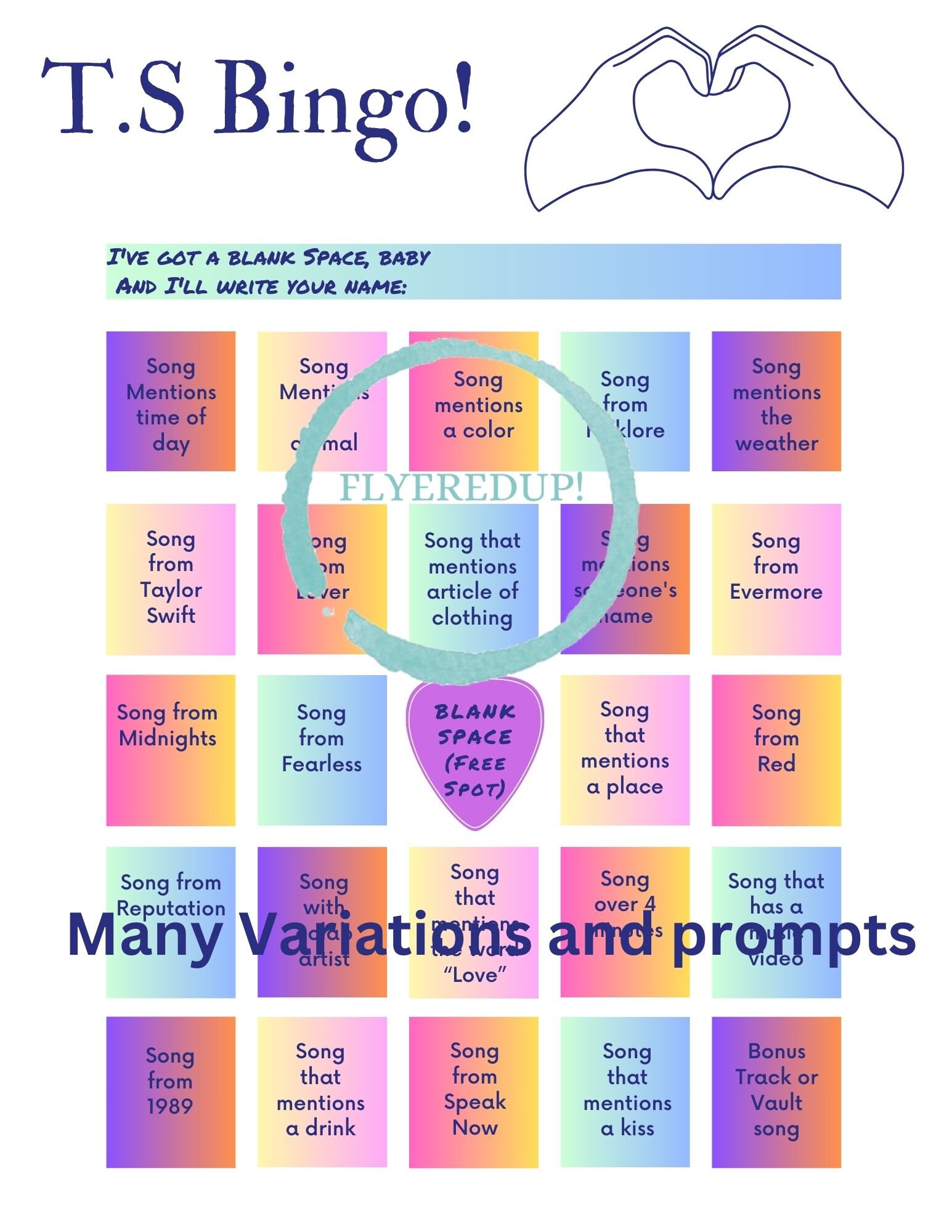 Taylor Swift Bingo Game - Etsy