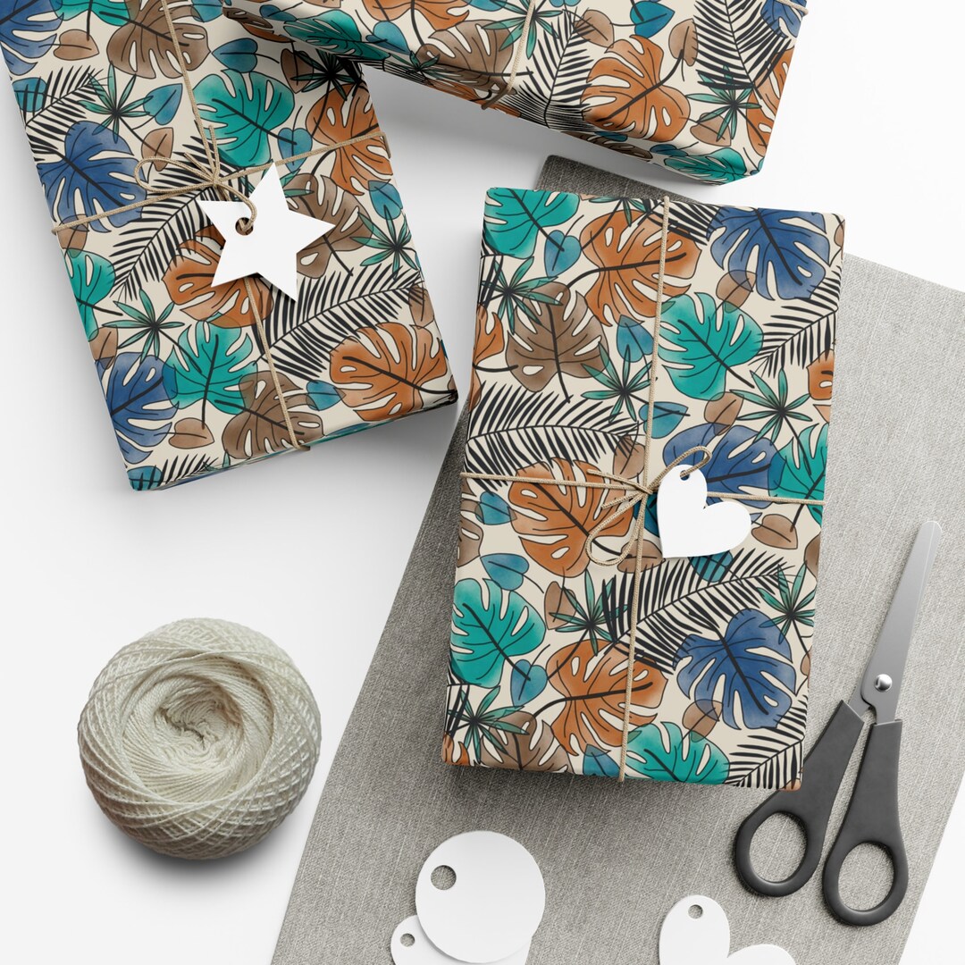 Monstera & Palm Leaves Gift Wrap, Monstera Palm Leaves Wrapping Paper ...