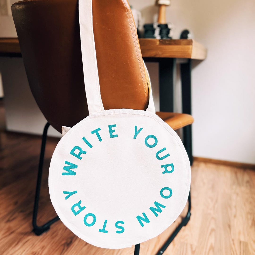 Circle Canvas Tote Bag Write Your Own Story, 100% Cotton, Eco-friendly ...
