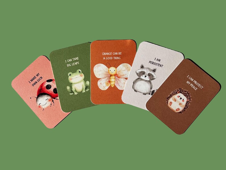 Affirmation Cards for Kids – 20 Woodland Animal Cards, Recycled Paper ...