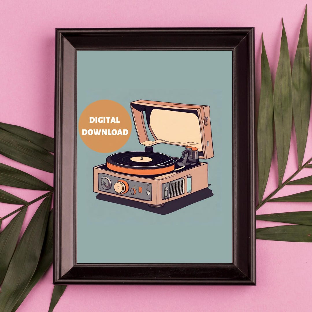Vintage Record Player Print, Retro Turntable Art (digital Download) - Etsy