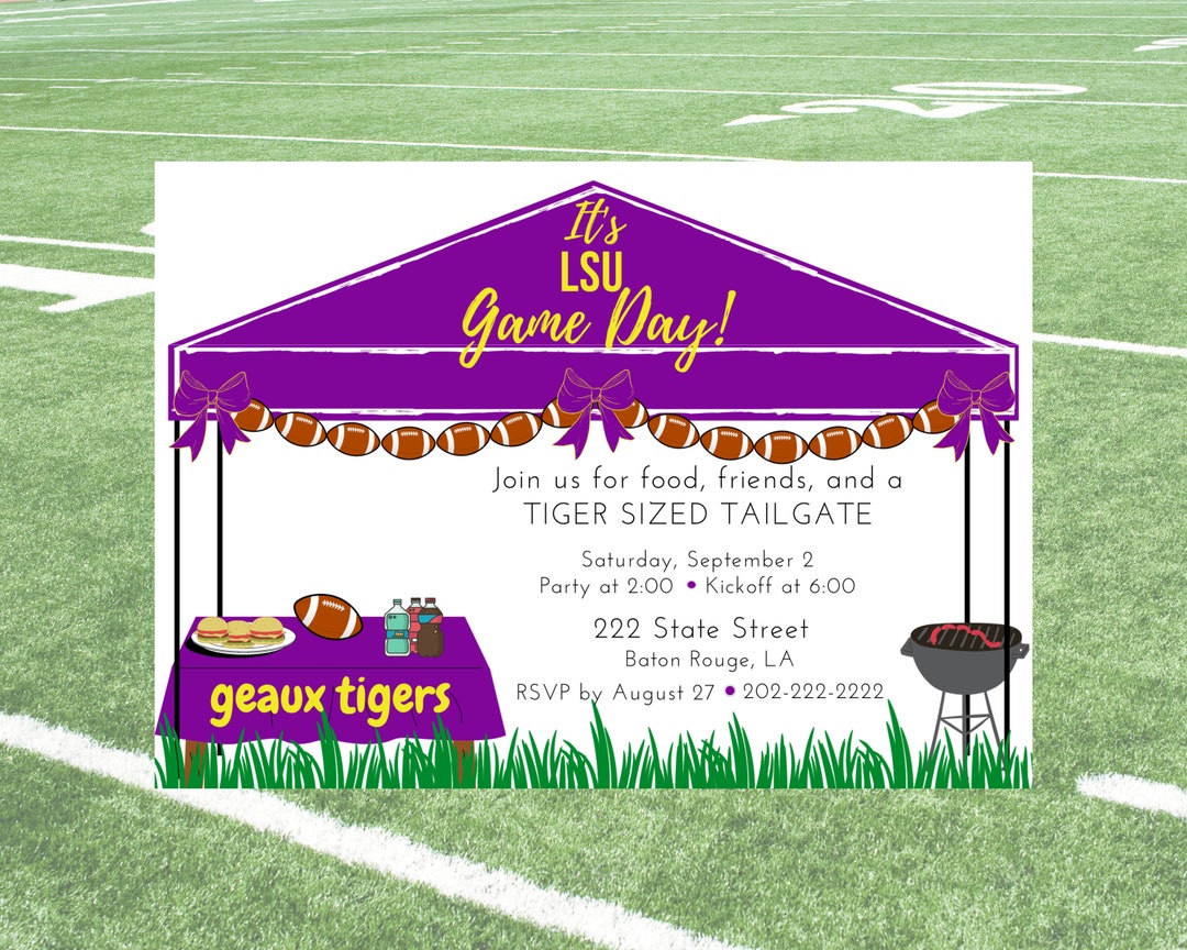 LSU Football Game Tailgate Invitation Digital Template Print - Etsy