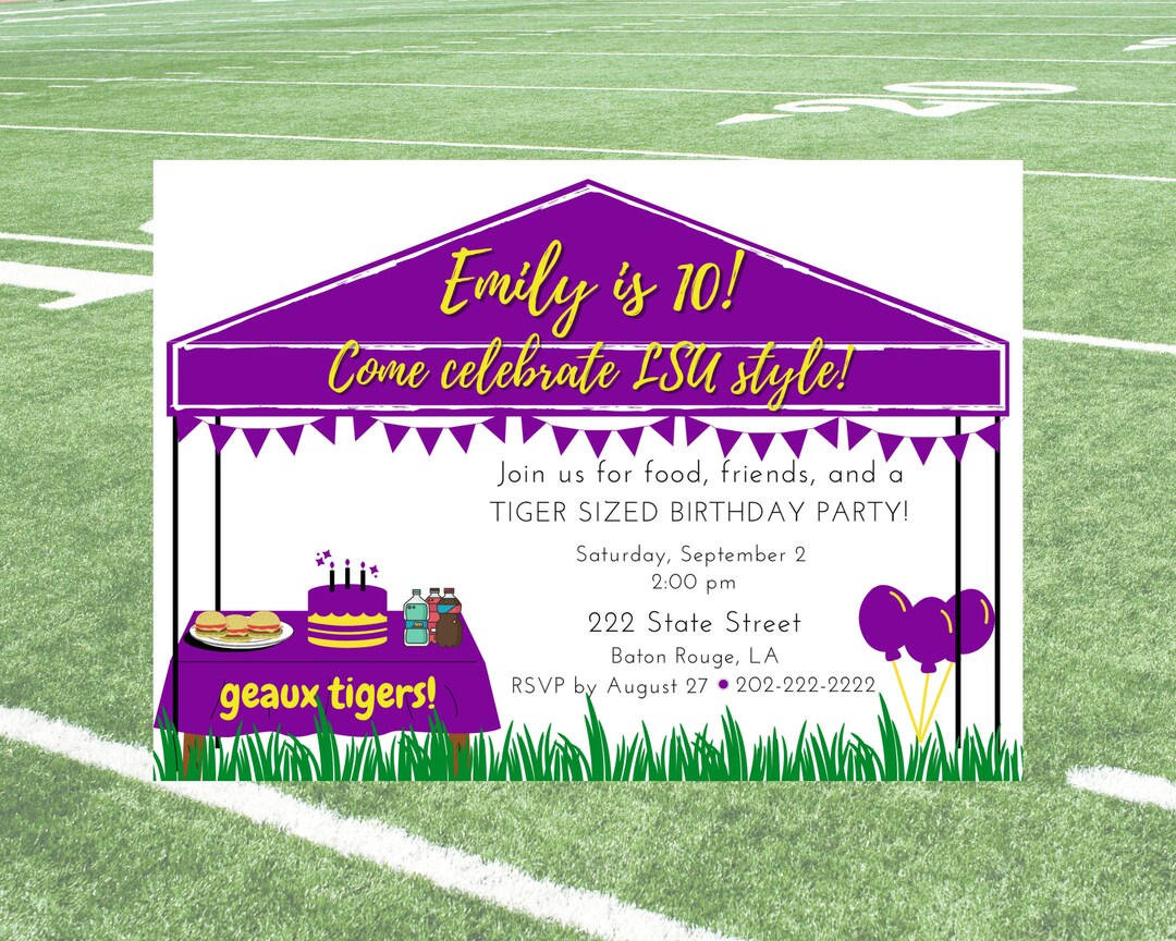 Louisiana State University Tigers Birthday Party Invitation - Etsy