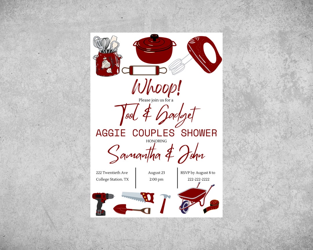 Texas A&M Aggie Aggies Couples Wedding Shower Couples's Invitation ...