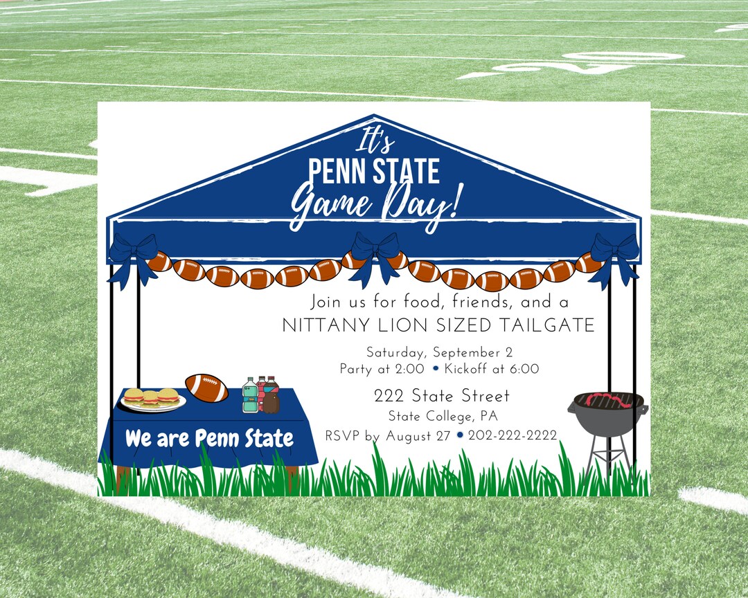 Pennsylvania Penn State University Football Game Tailgate Invitation ...