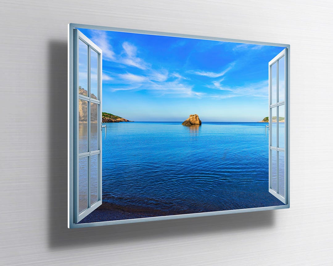 Open Window View Beach Wall Art | Ocean Print | Blue Poster | Seascape ...