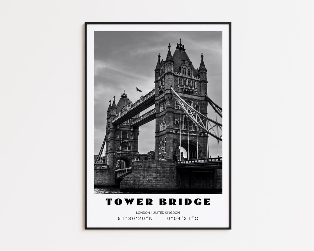 London Tower Bridge Poster | Coordinate Poster | London Black and White ...