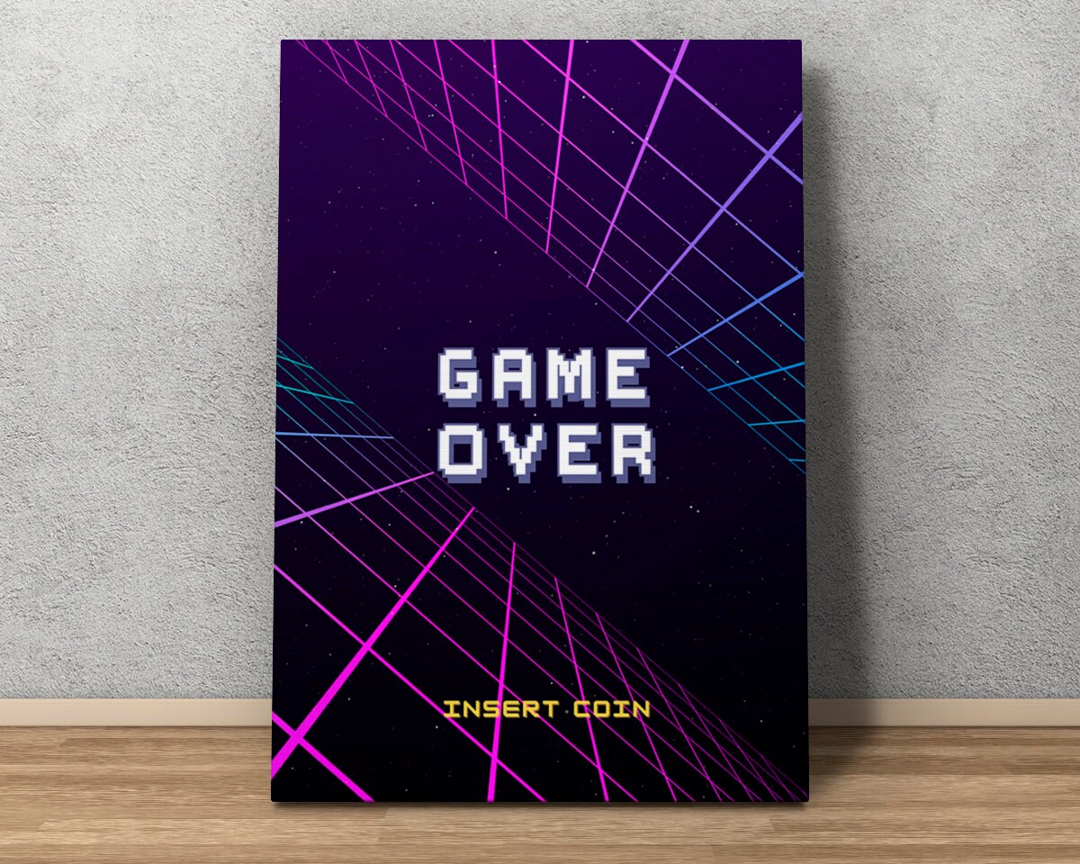 Gamer Poster With Game Over Insert Coin Printable Digital Download Wall ...