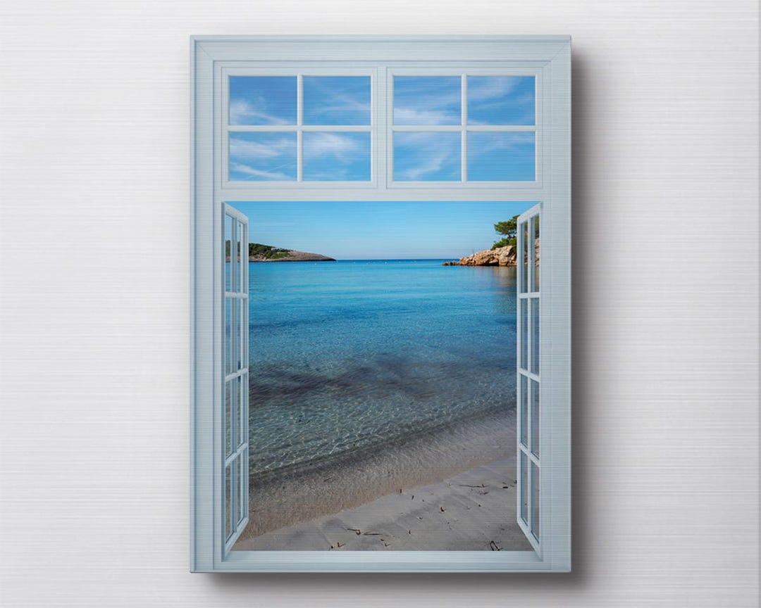 Window View Beach Poster Open Window Art Landscape Wall Art Sea Print ...