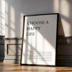 Choose a Happy Life Poster Quote Wall Art Printable Instant Download ...