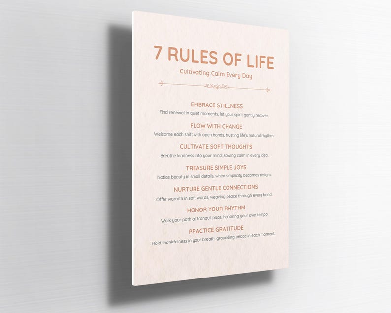 7 Rules of Life Poster | Inspirational Quote Wall Art | Office Decor ...