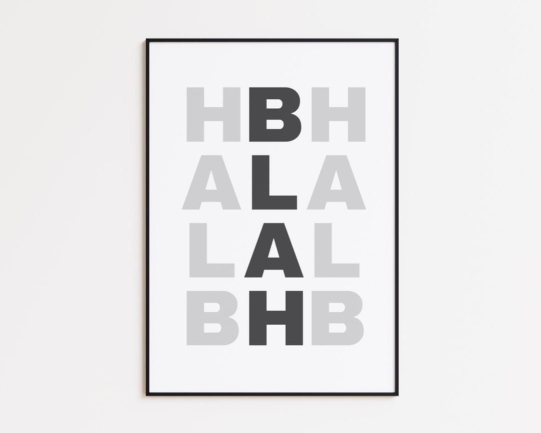 Bla Bla Prints Art Minimalist Wall Art Blah Blah Blah Poster Elegant ...