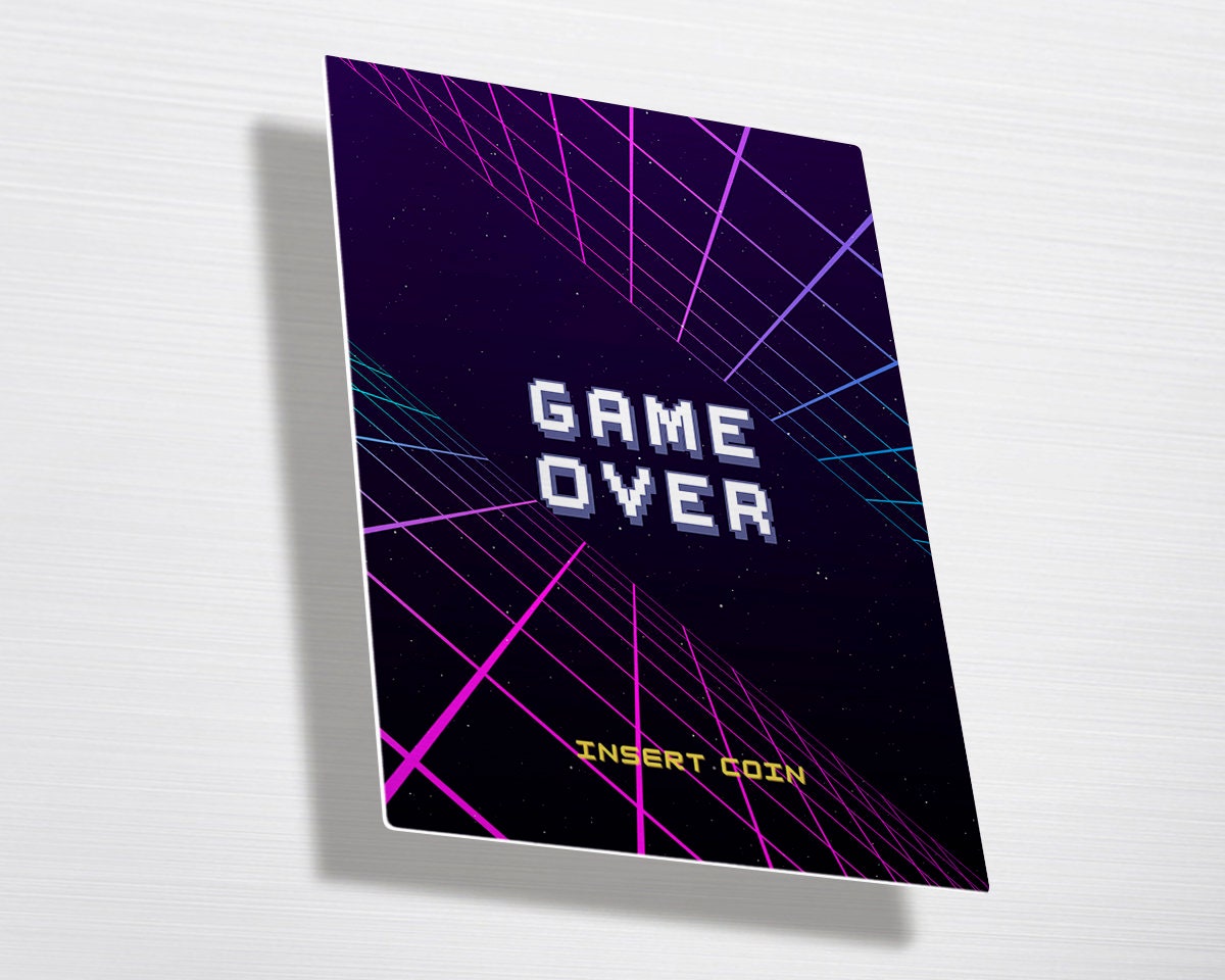 Gamer Poster With Game Over Insert Coin Printable Digital Download Wall ...