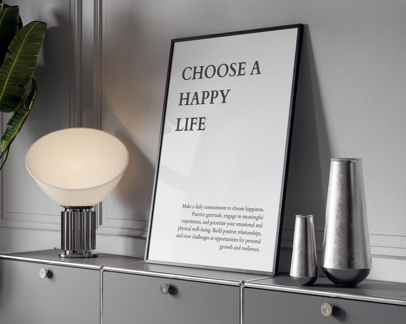 Choose a Happy Life Poster Quote Wall Art Printable Instant Download ...