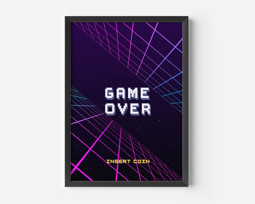 Gamer Poster With Game Over Insert Coin Printable Digital Download Wall ...