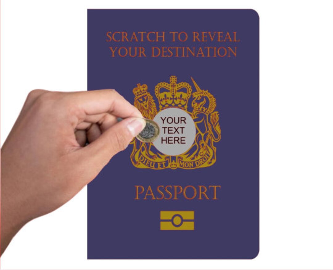 Blue Passport Destination Scratch Card, Surprise Holiday Reveal, Secret ...