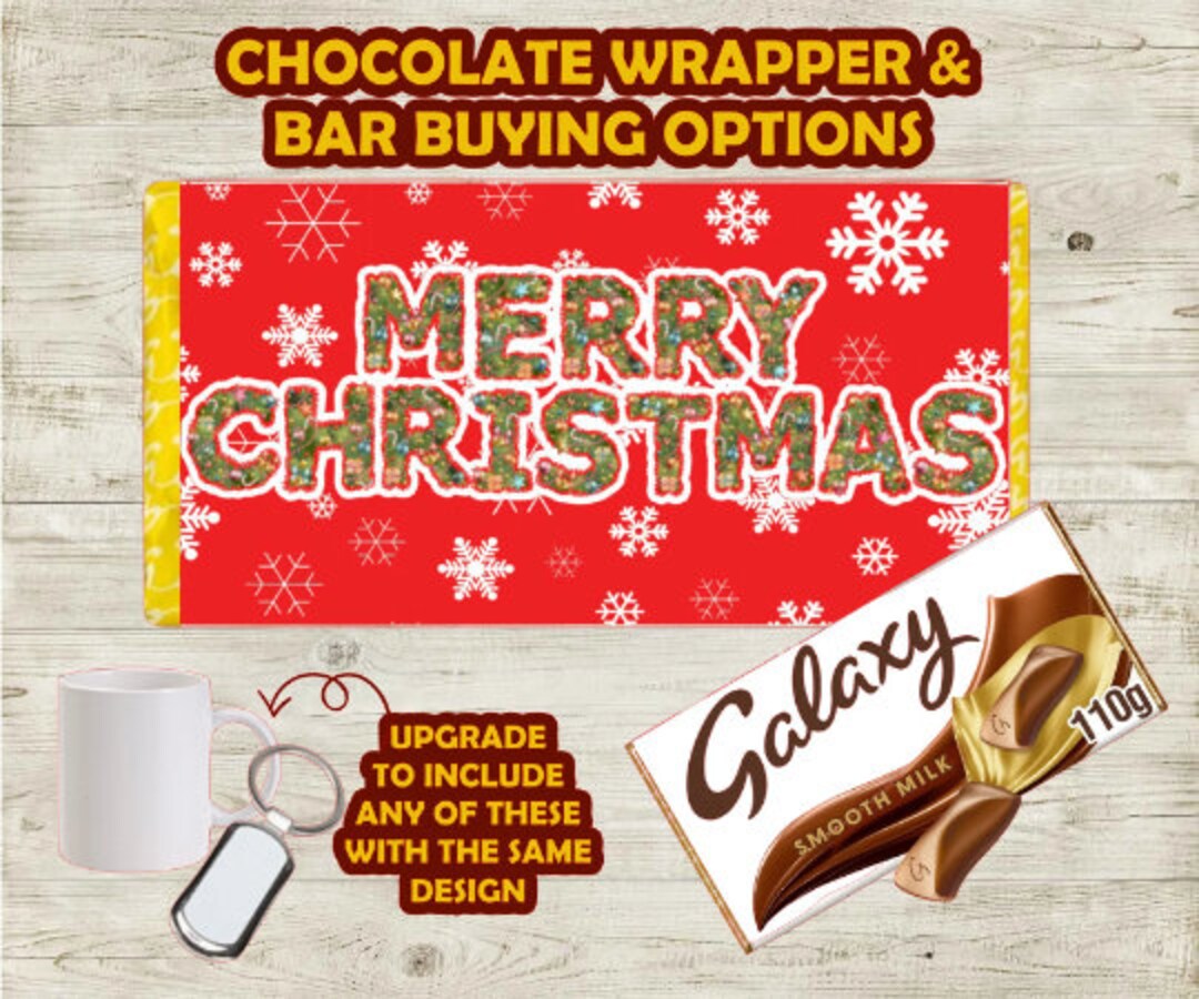 Merry Christmas Chocolate Bar, Chocolate Bar, Mug, Keyring, Christmas ...
