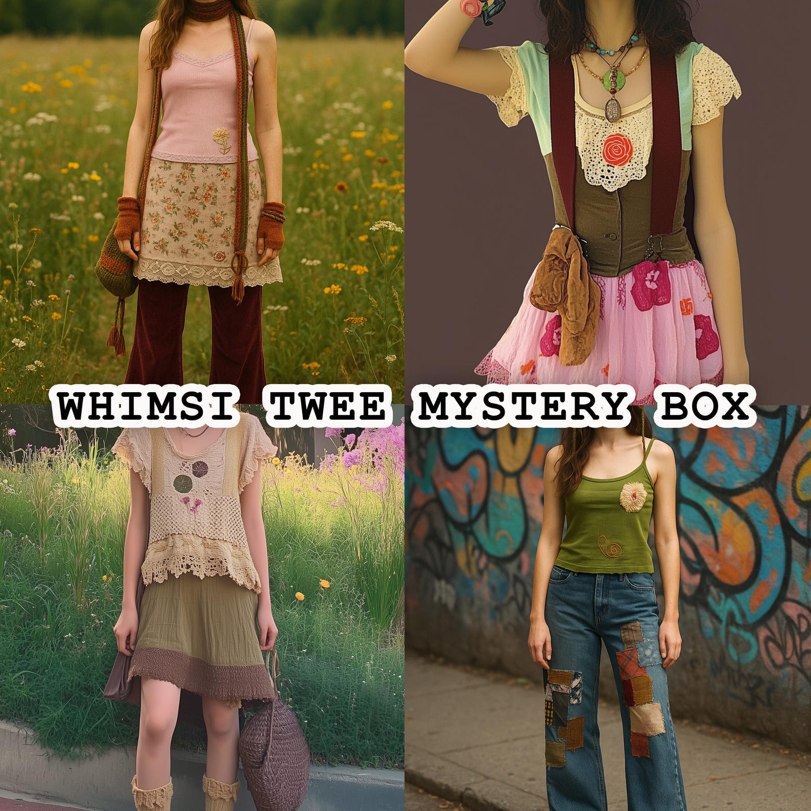 Whimsi Twee Vintage Mystery Box - Thrifted Y2K Fashion Style Bundle ...