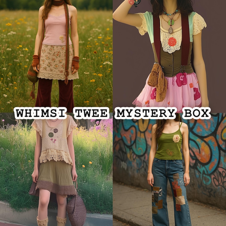 Whimsi Twee Vintage Mystery Box - Thrifted Y2K Fashion Style Bundle ...