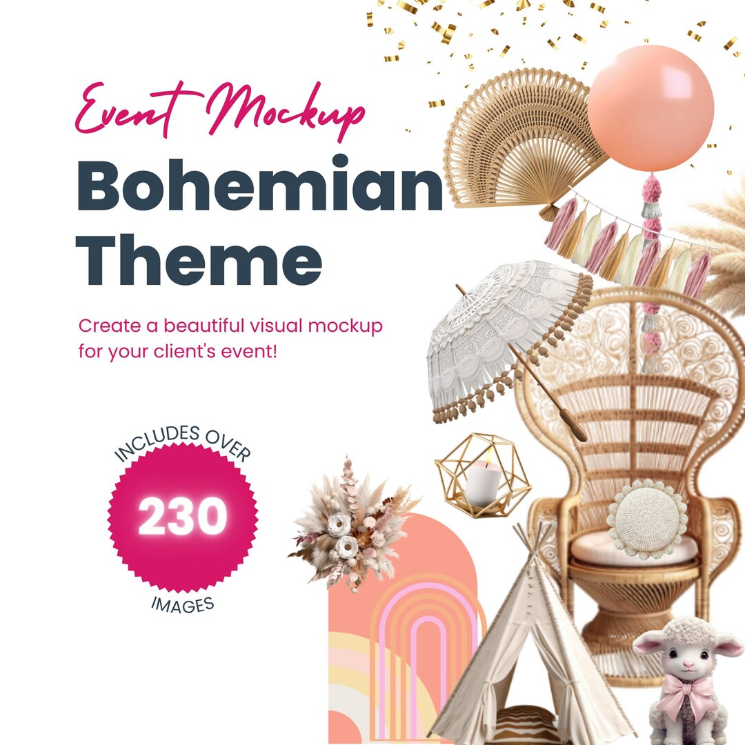 Event Mockup Bohemian Theme, 230 Images for Custom Party Mockups, for ...