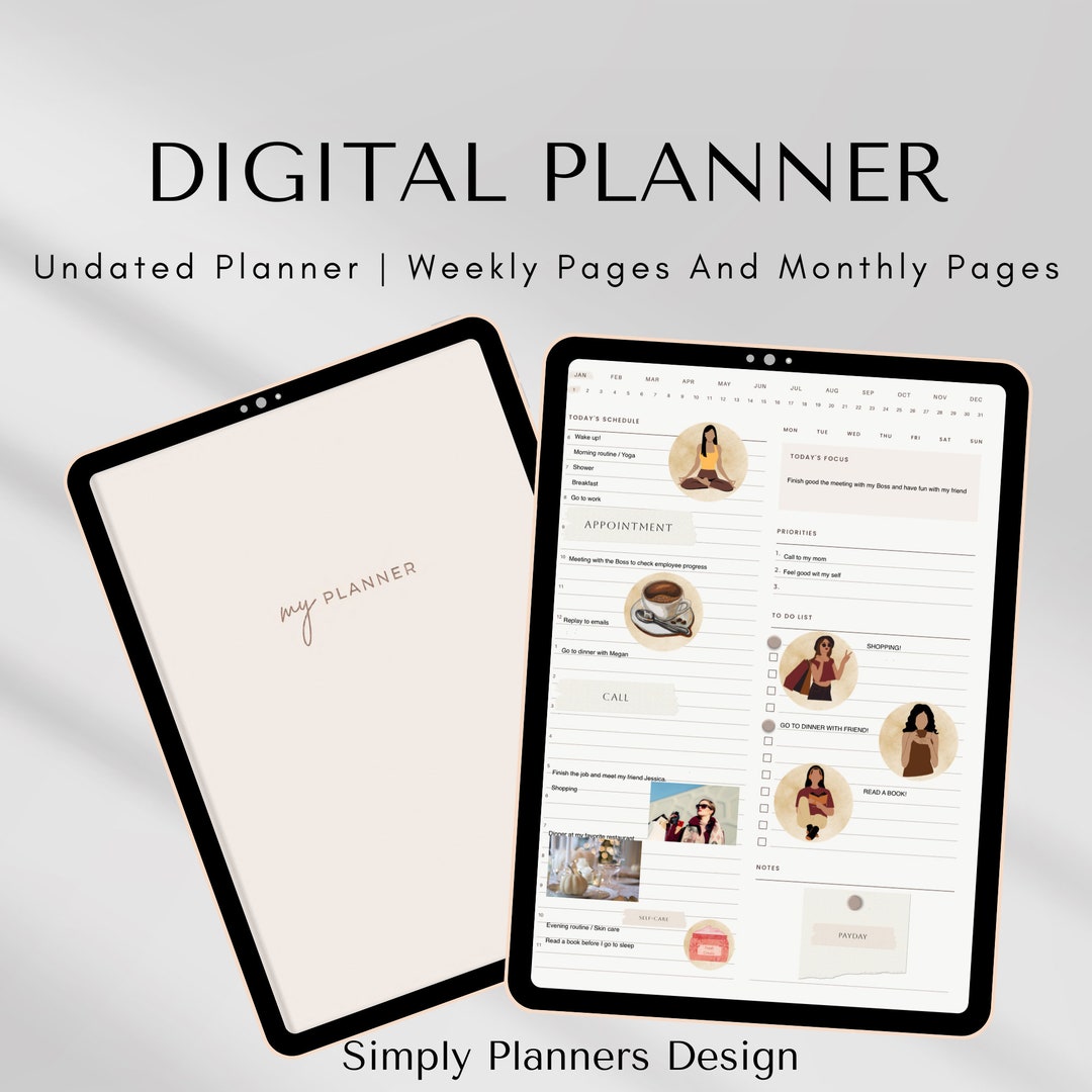 Digital Planner, Undated Digital Planner, Undated Goodnotes Planner ...