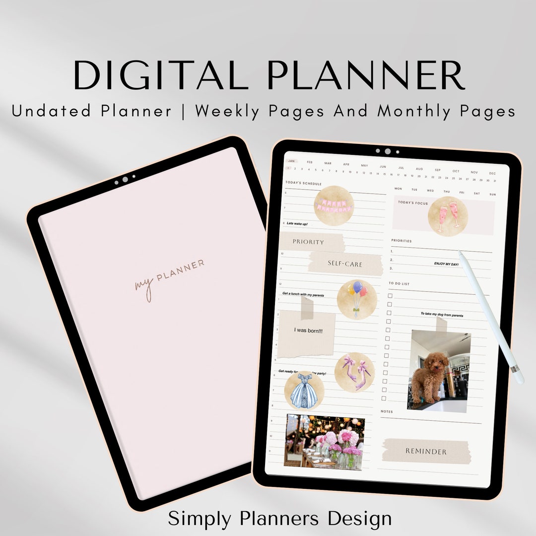 Digital Planner, Undated Digital Planner, Undated Goodnotes Planner ...
