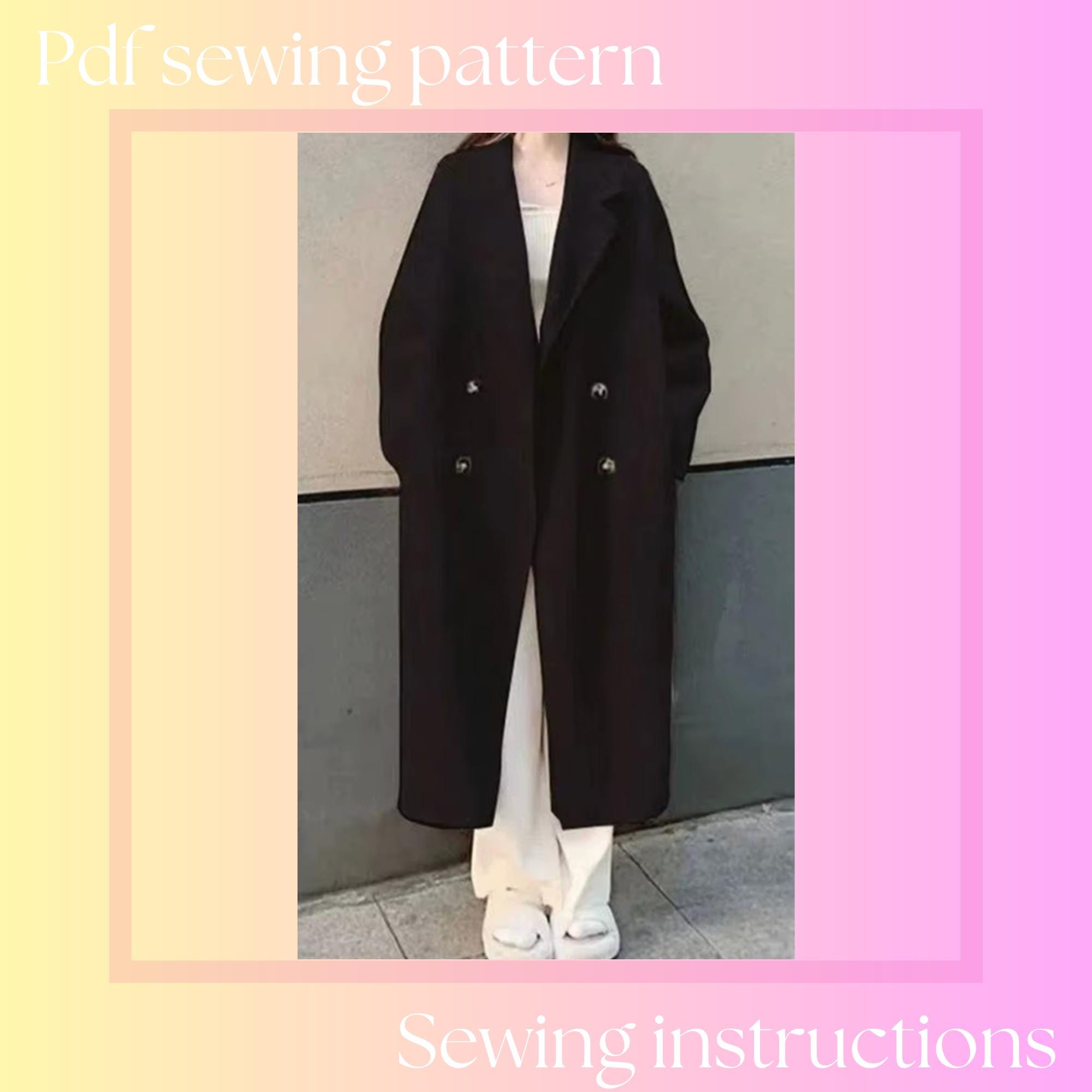 Women's Long Coat Sewing Pattern XS 5XL Instant Download Easy Digital PDF, Written Sewing ...