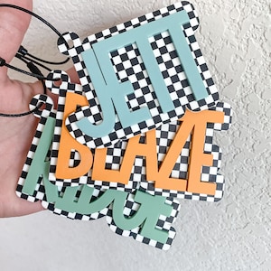 Acrylic Checkered Keychain | Personalized Acrylic Name Tag | Backpack ...