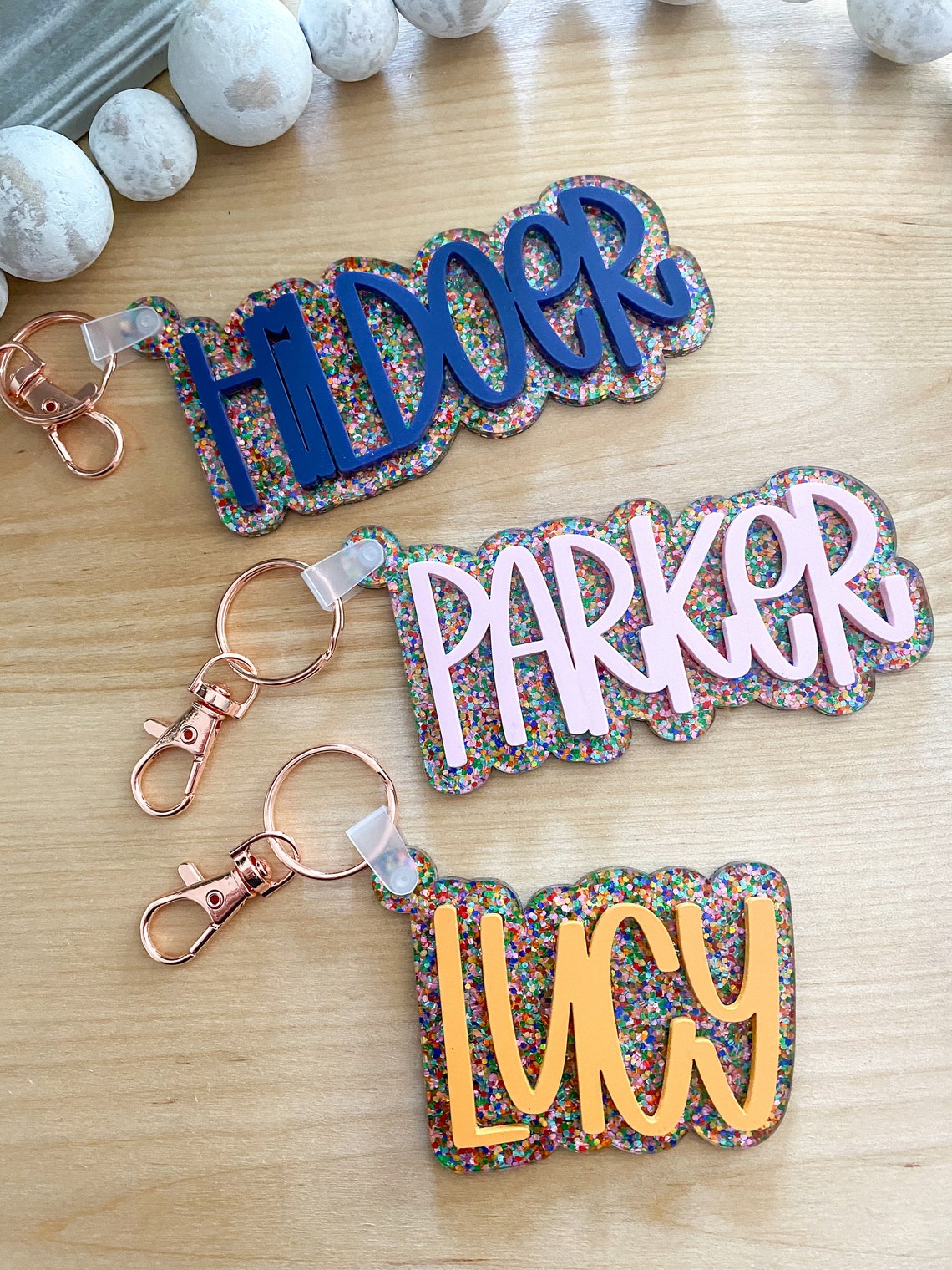 Confetti Acrylic Keychain | Personalized Acrylic Name Tag | Backpack ...