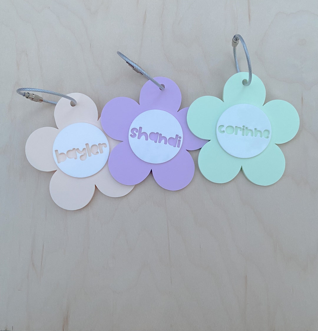 Acrylic Flower Keychain | Personalized Acrylic Name Tag | Backpack Name ...