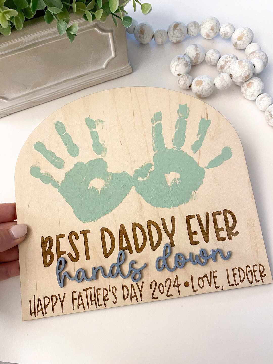 DIY Handprint Sign | Father's Day Sign | Father's Day Gift | Handprint ...